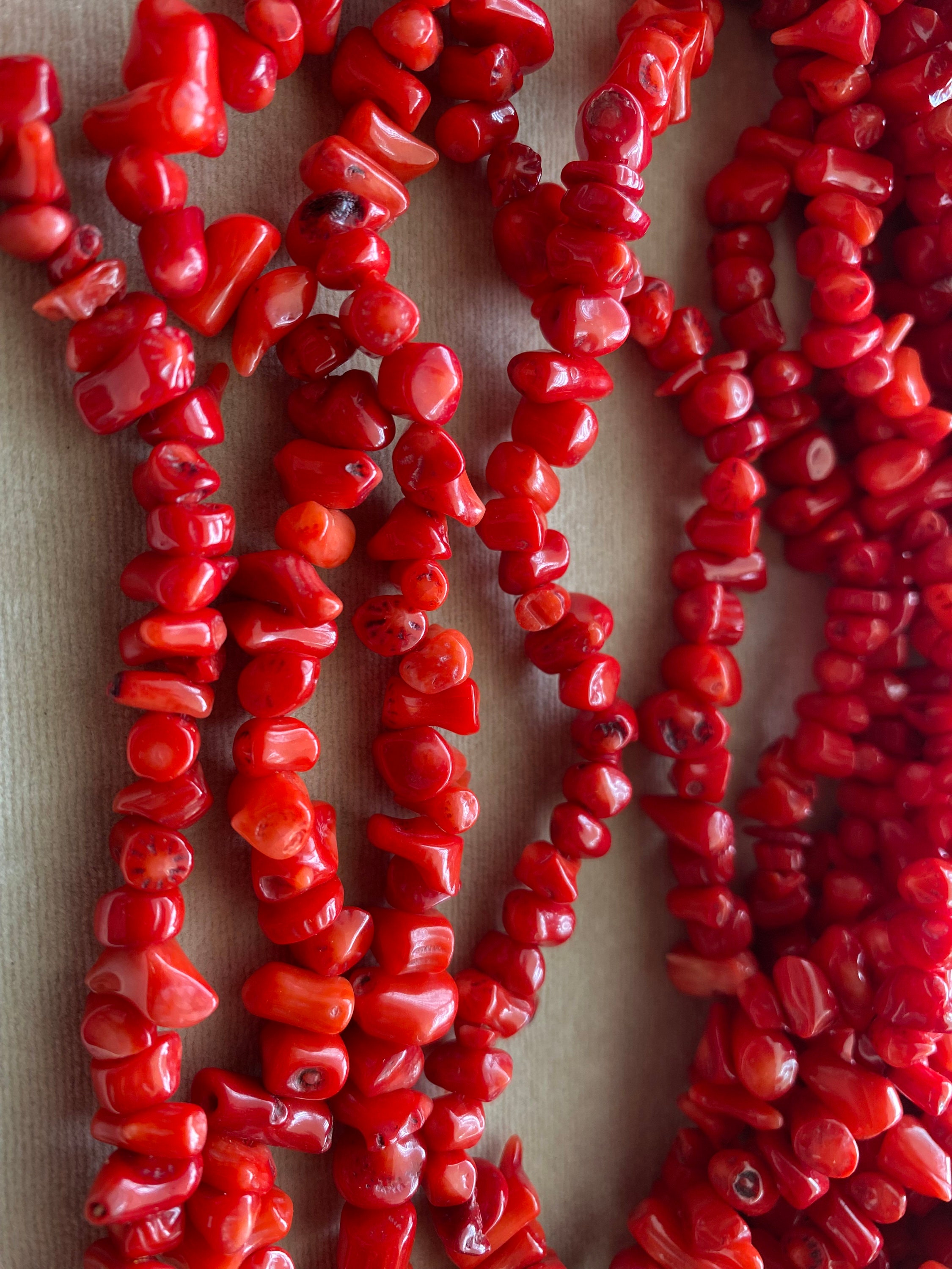 High-quality Red Coral 5-10x Branch Chips Loose Beads. Dyed Sea Bamboo ...