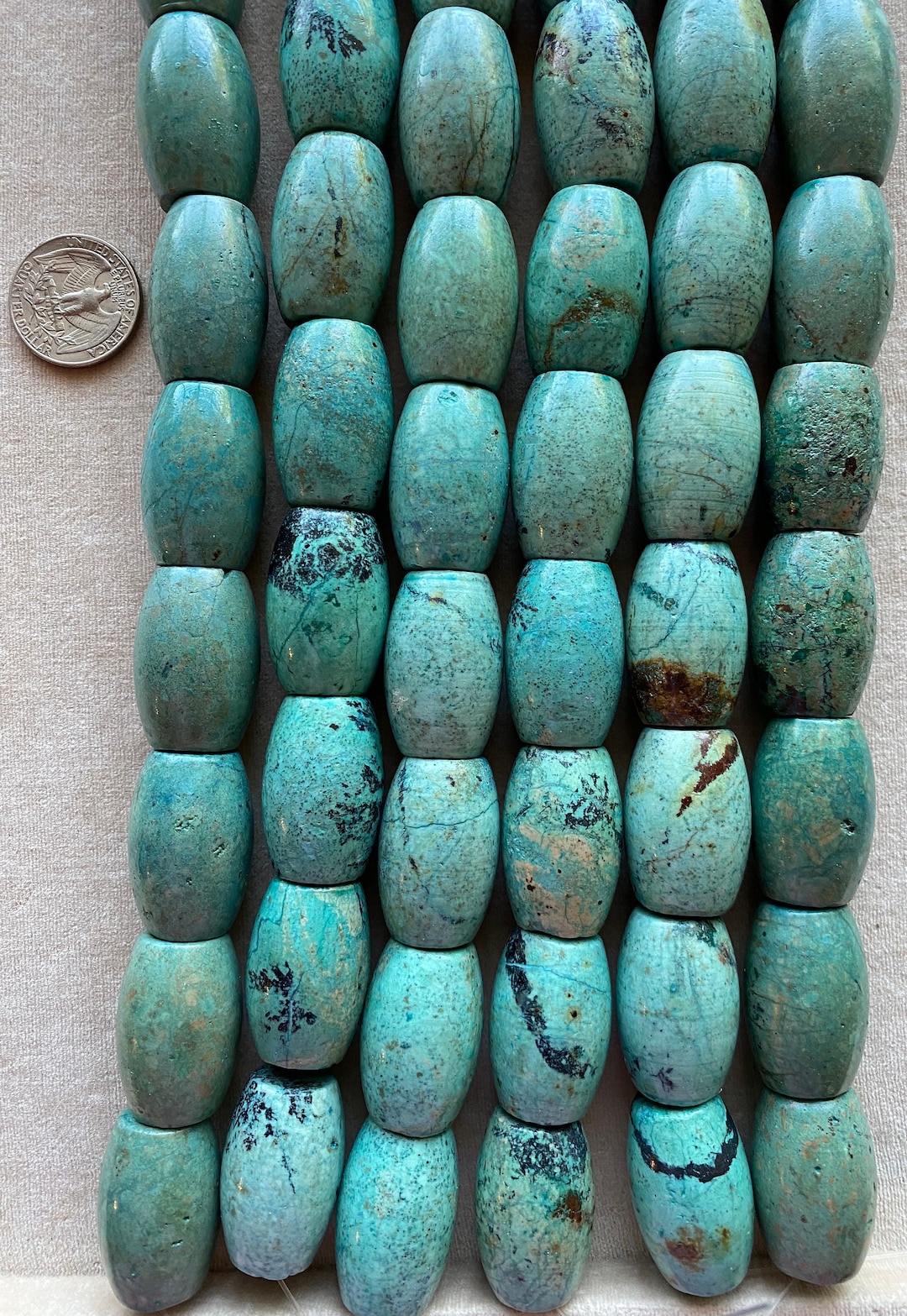 Large Natural Peruvian Turquoise 20x30mm Smooth Oval Rice Beads ...
