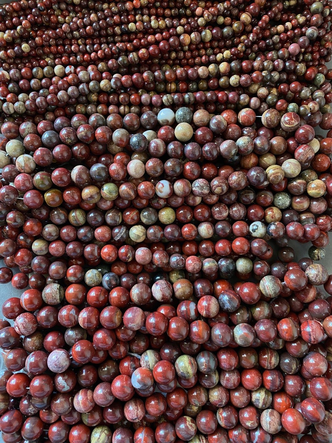 S-L/ Apple Jasper 4mm/6mm/10mm/12mm Round Beads 16 Inches Long. Natural ...
