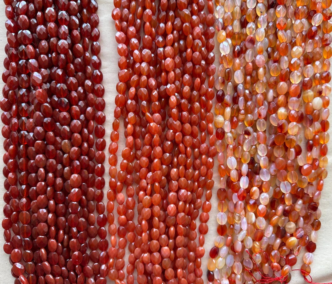 Carnelian 8x10mm Faceted Flat Oval Beads 16