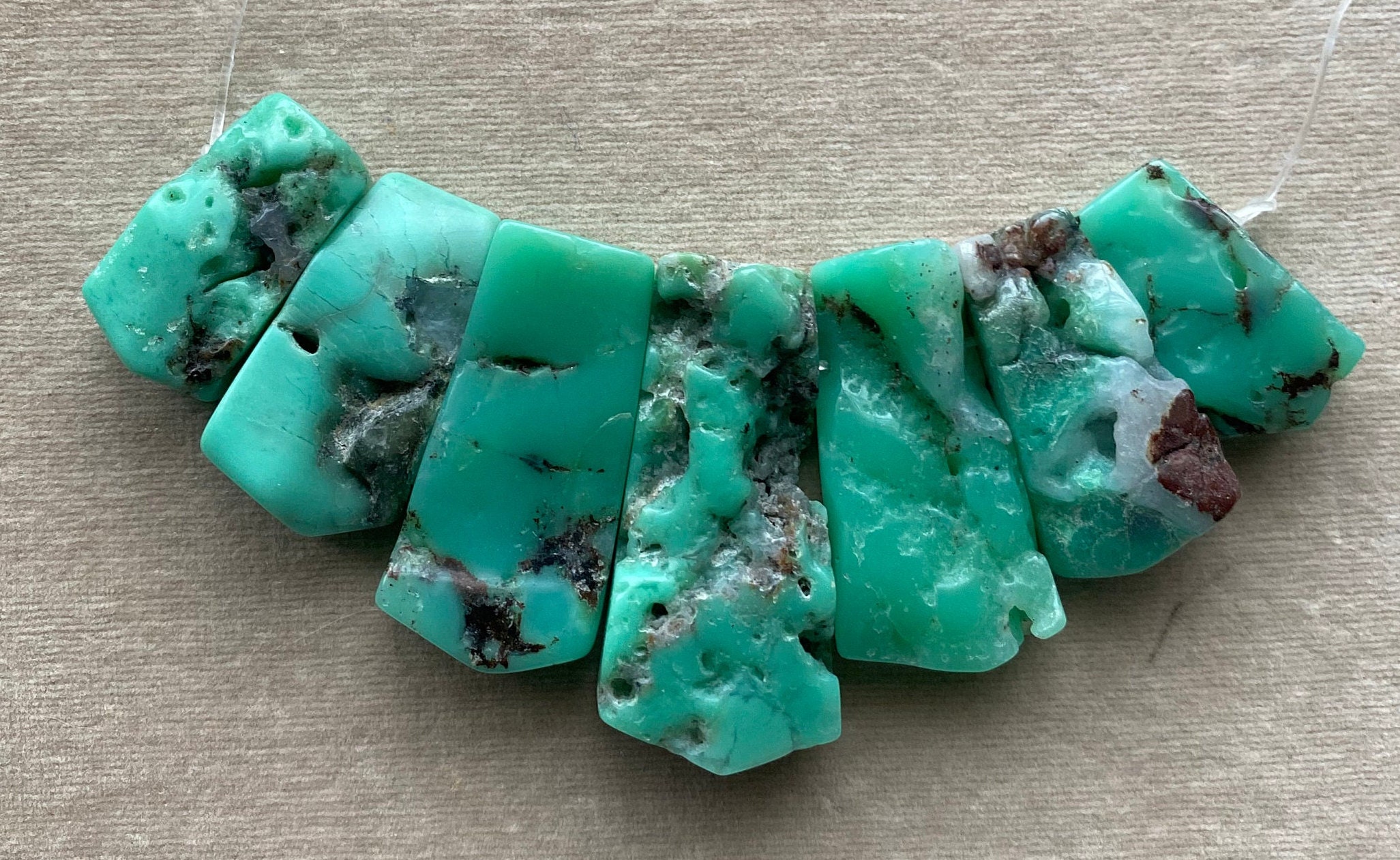 Genuine Chrysoprase Graduated Trapezoid Slab Slice Beads - Etsy