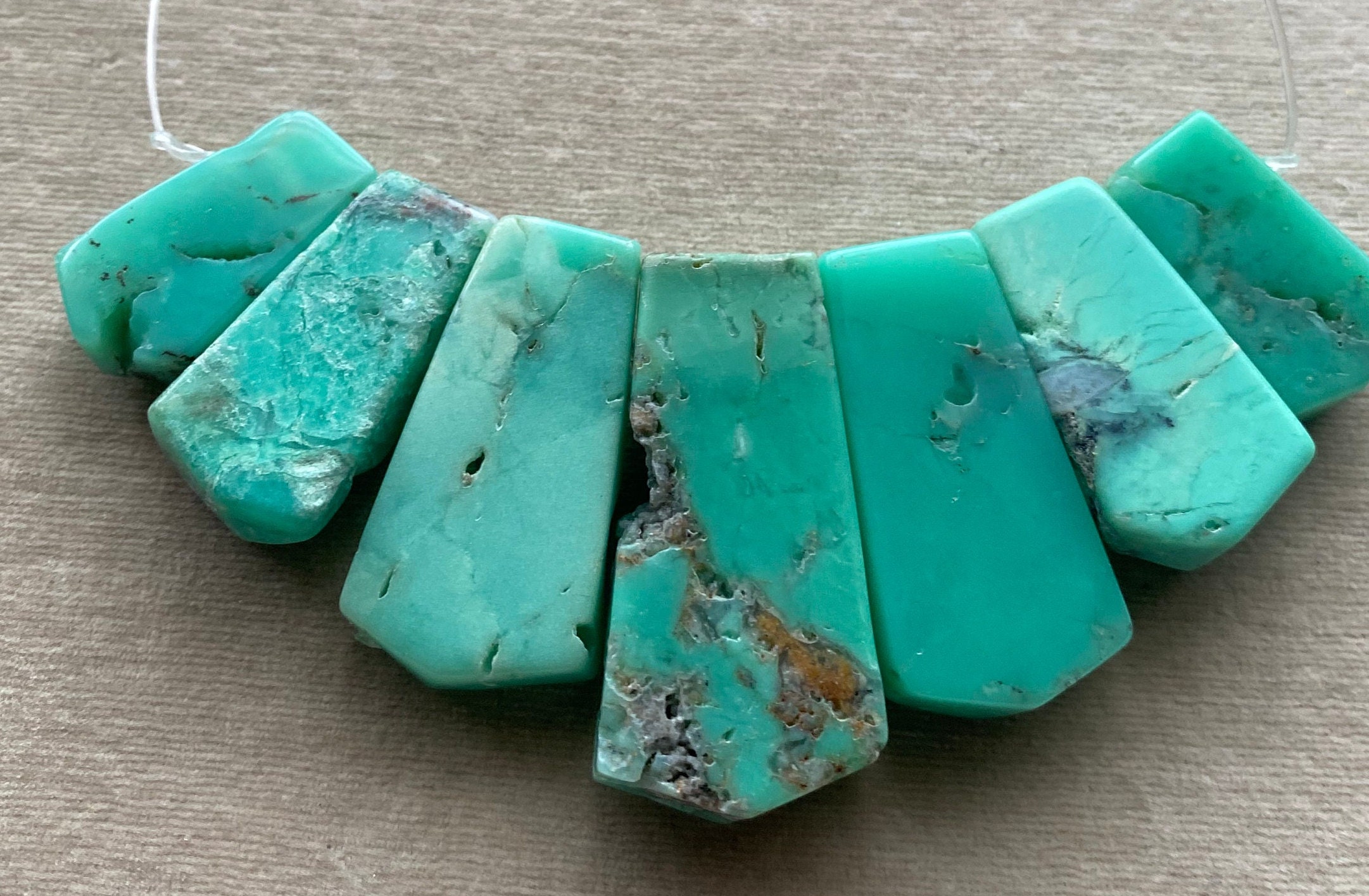 Genuine Chrysoprase Graduated Trapezoid Slab Slice Beads - Etsy