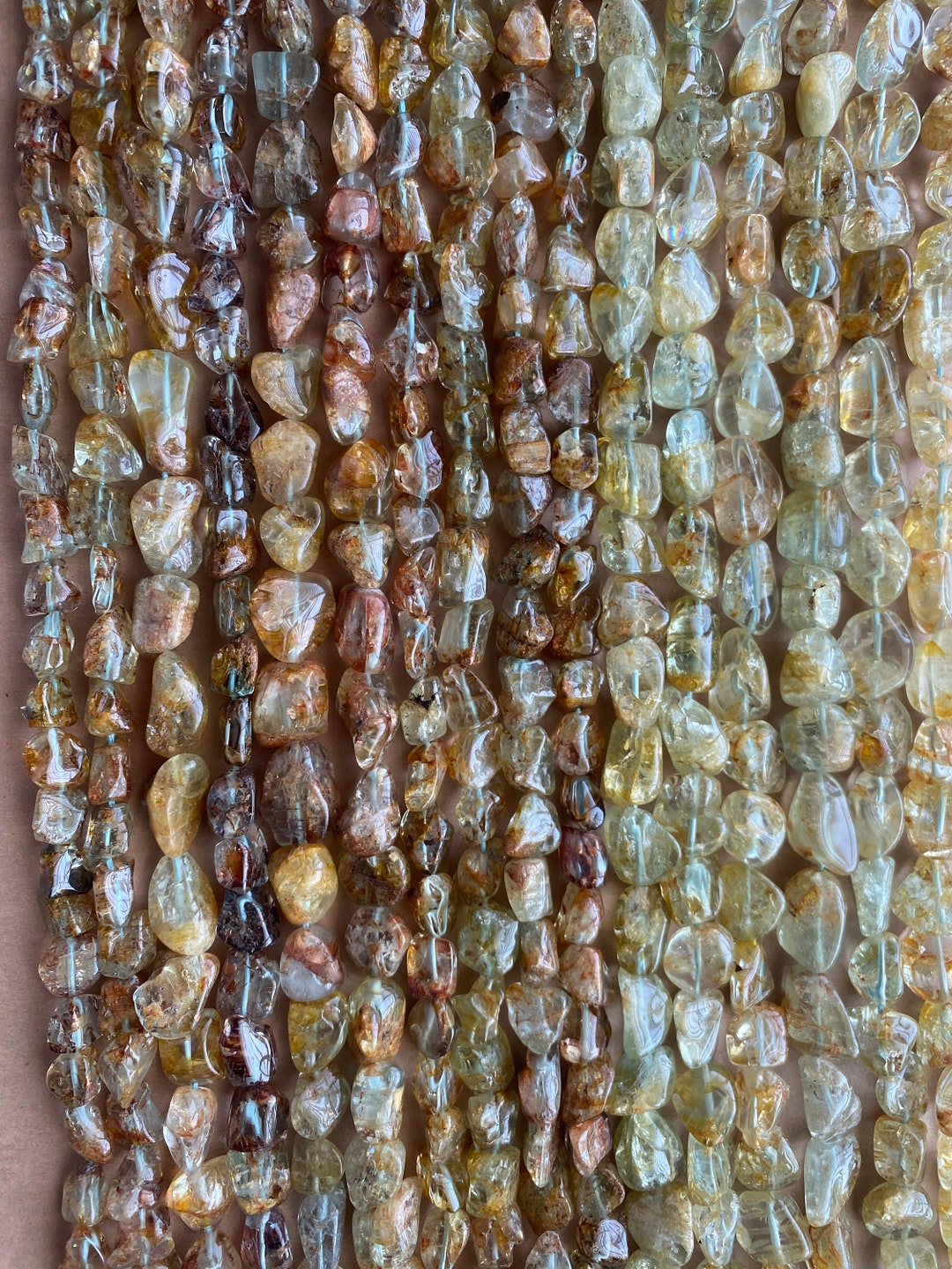 Genuine Rare Rusty Brown and Yellow-green Aquamarine Smooth 10-13mm ...