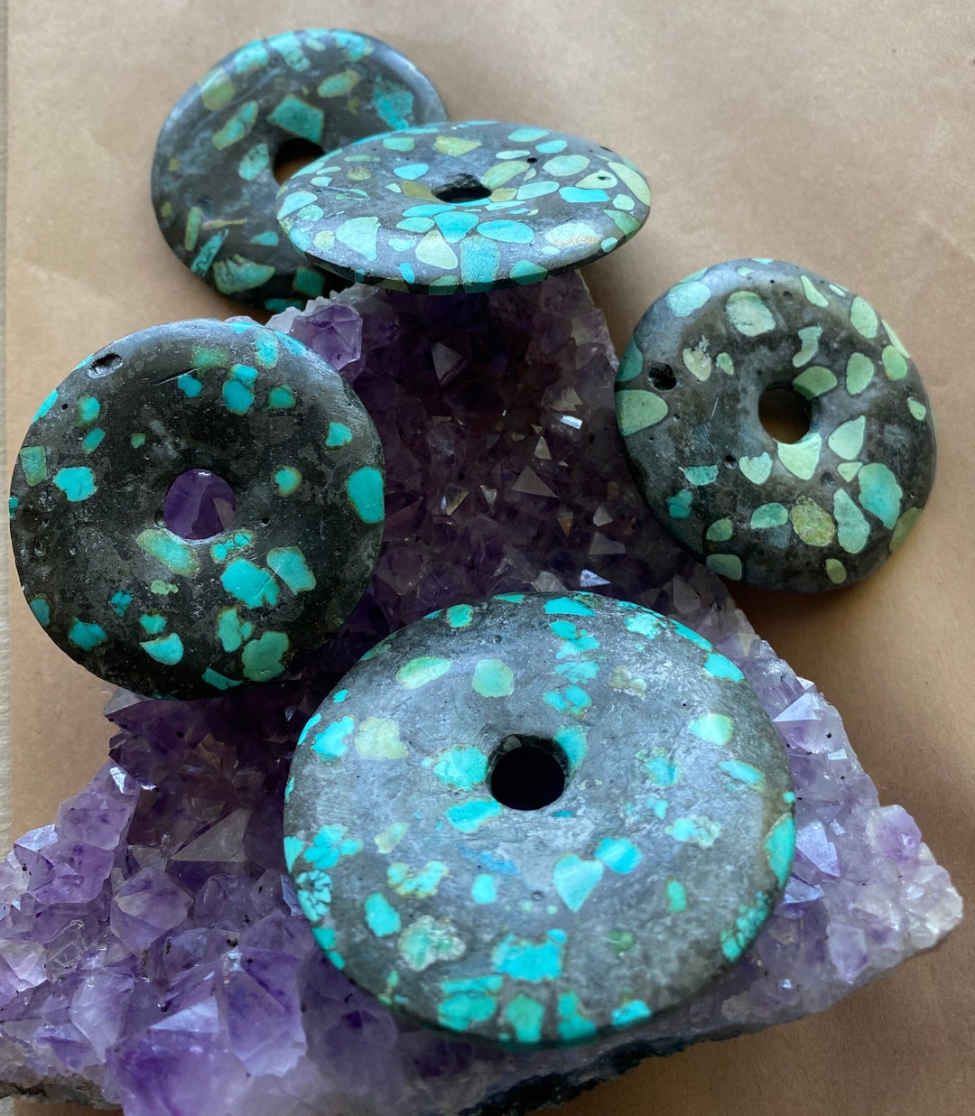 Vintage Large Stabilized Chinese Turquoise Donut Shape 55-65mm.natural ...