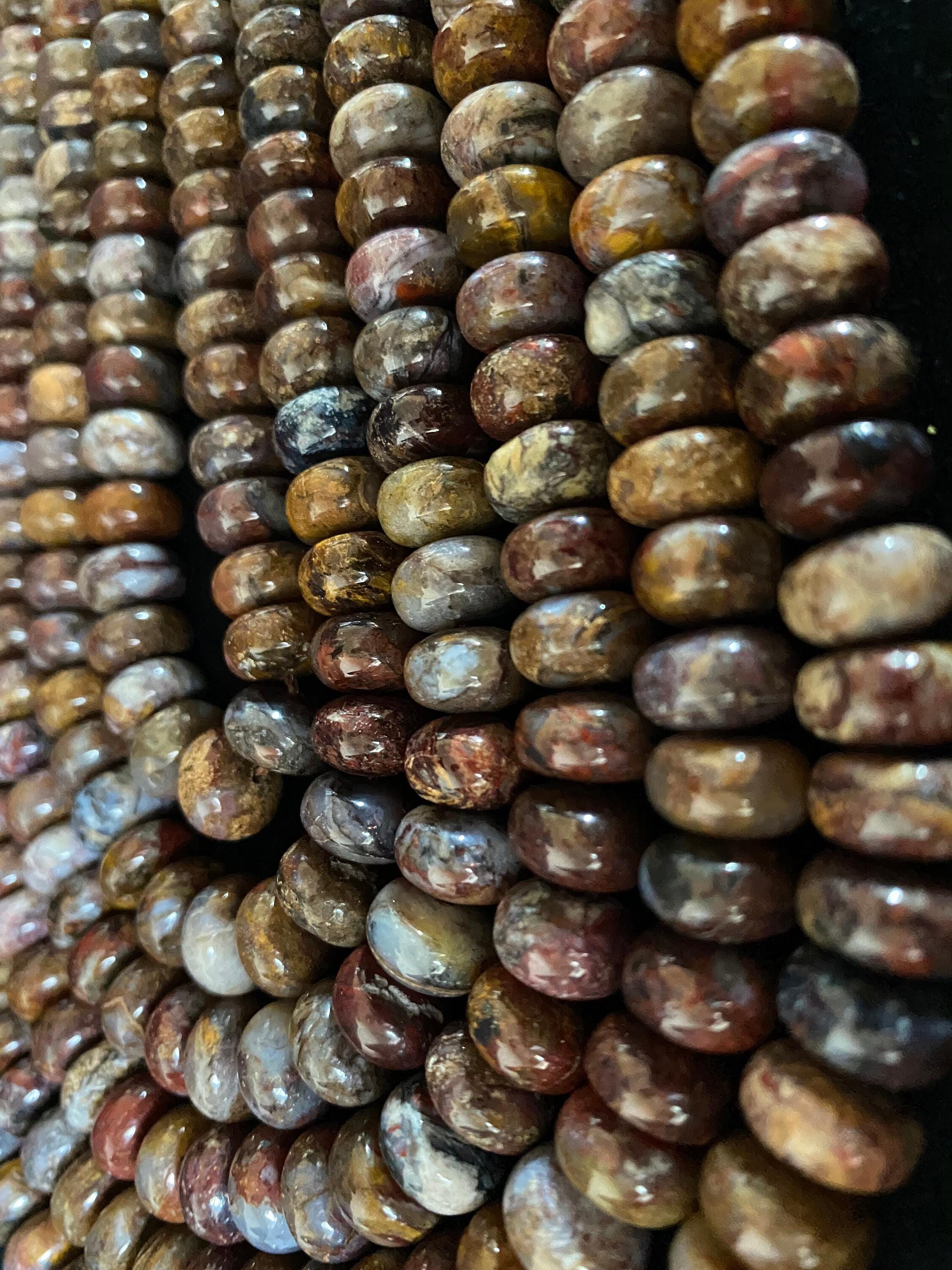 Genuine African Pietersite Gemstone 10x6mm Smooth Rondell 16” Strand ...