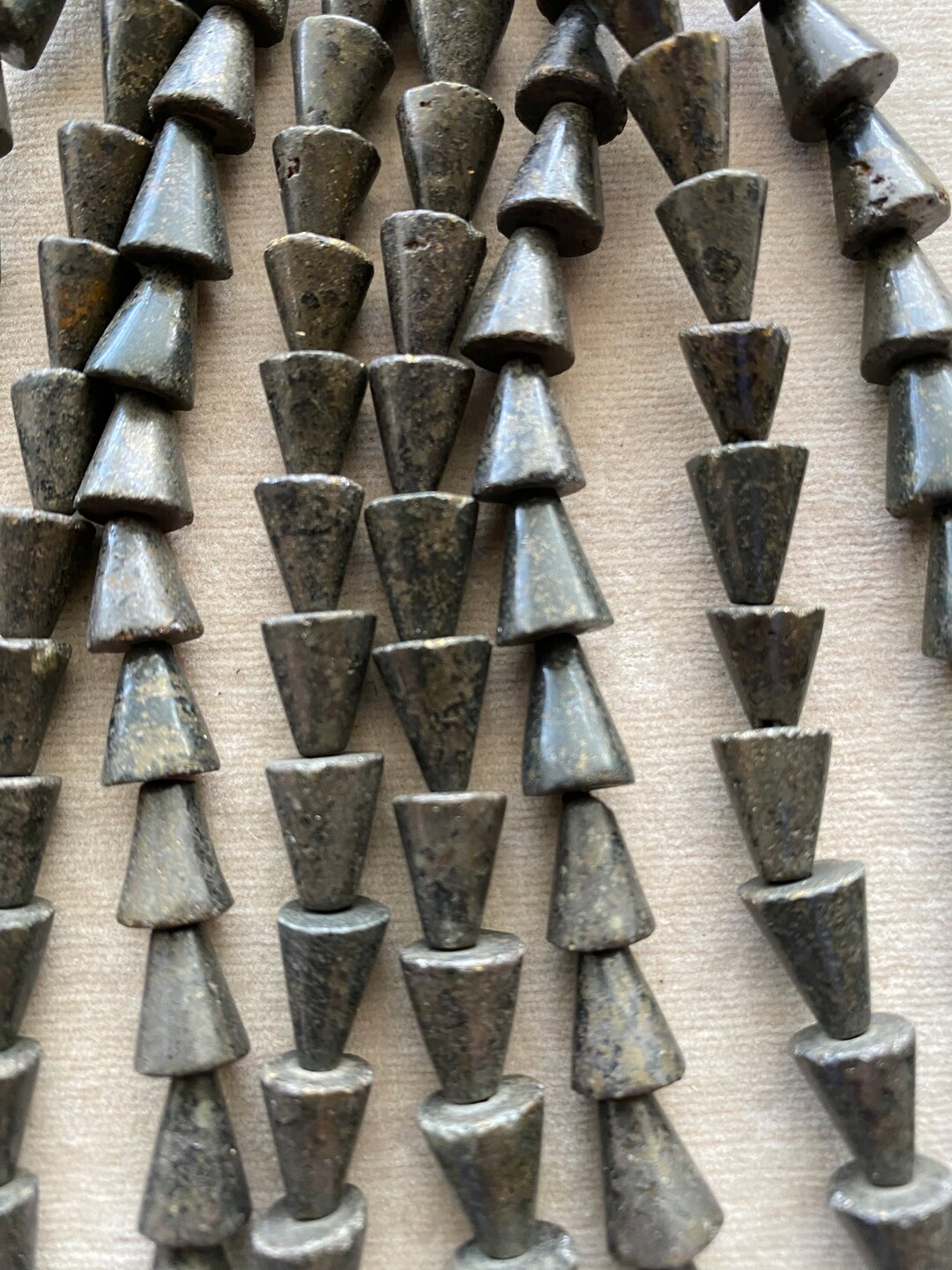 Genuine Pyrite 7x9mm Cone Beads 15.5" Strand Cone Shape Beads for ...