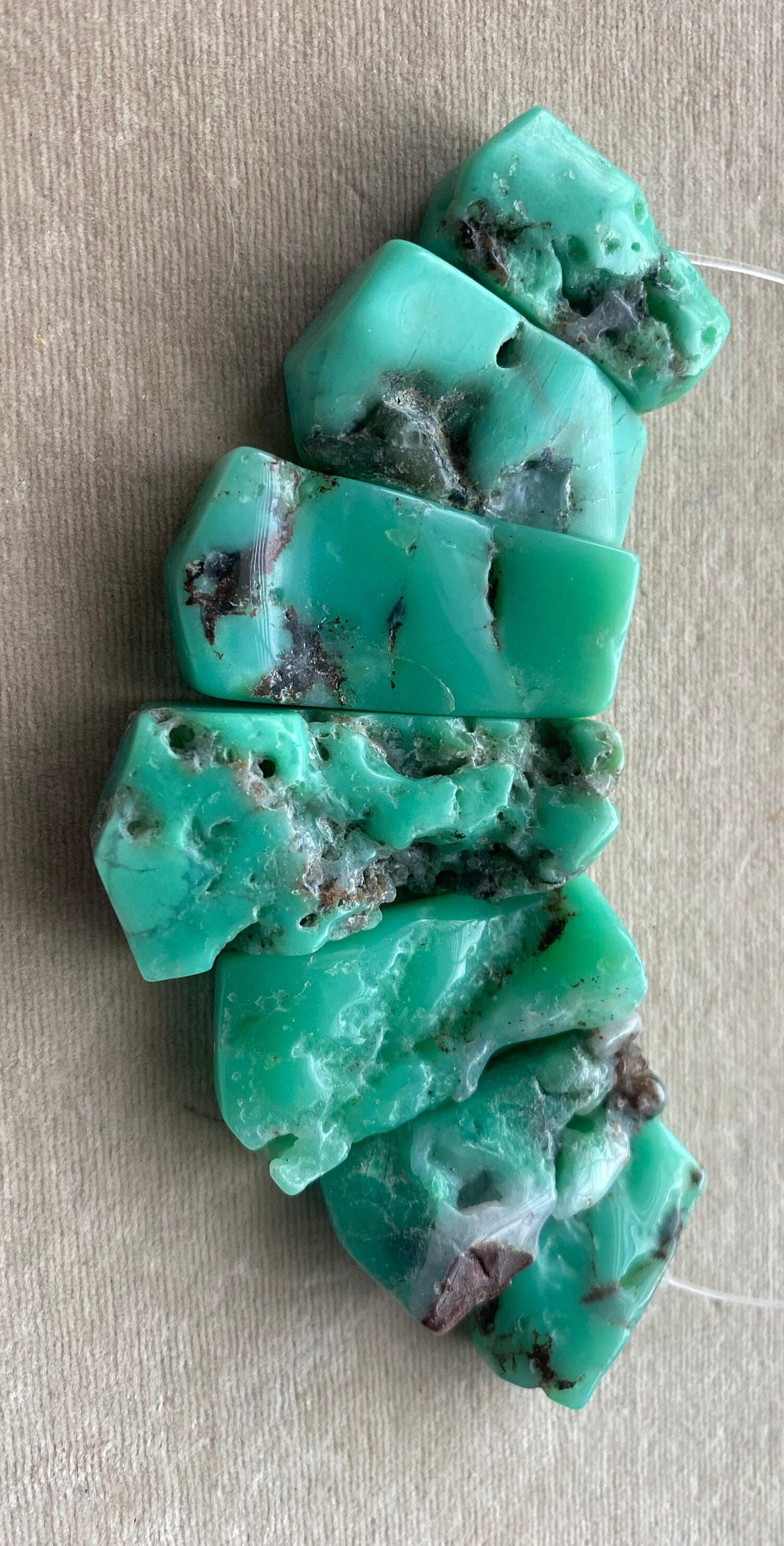 Genuine Chrysoprase Graduated Trapezoid Slab Slice Beads 28x15-45x15-mm ...
