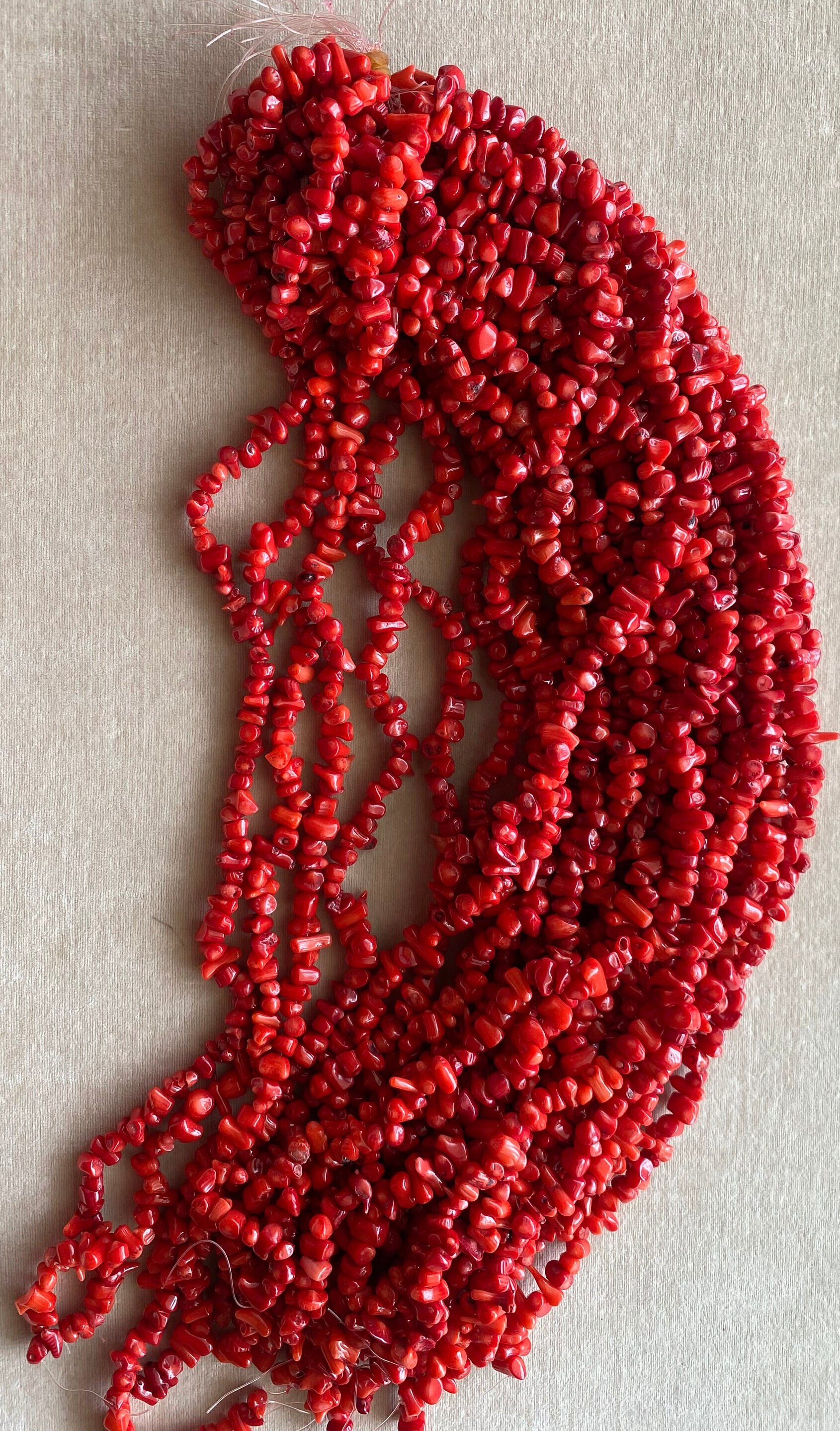 High-quality Red Coral 5-10x Branch Chips Loose Beads. Dyed Sea Bamboo ...