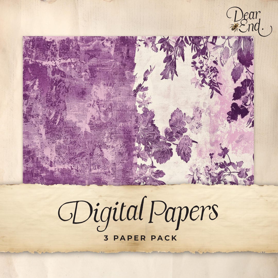 Purple Toile Junk Journal Digital Paper, 3 Digital Journal Pages ...