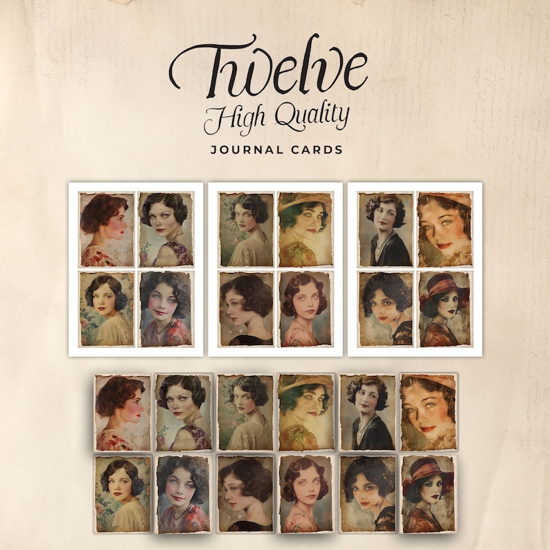 20s Women Junk Journal Ephemera Cards, 12 Cards, Glam Era Extras ...