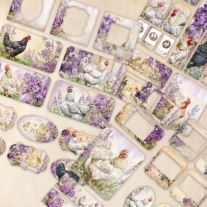 Lilac Chickens Junk Journal Ephemera Cards, 38 Extras Pack, Farm Animal ...