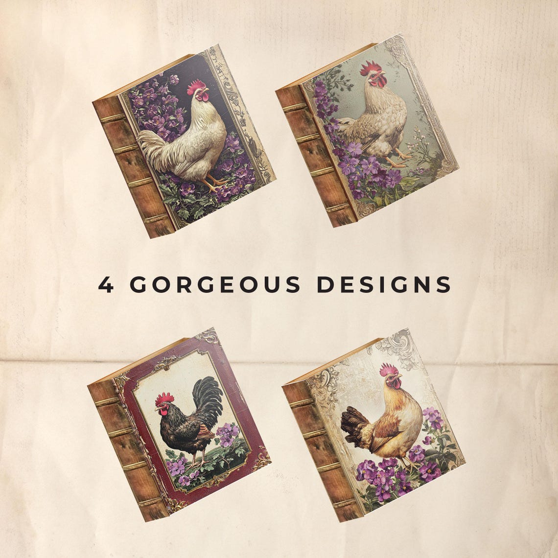 Printable Dollhouse Mini Book, Lilac Chickens, Junk Journal Digital ...