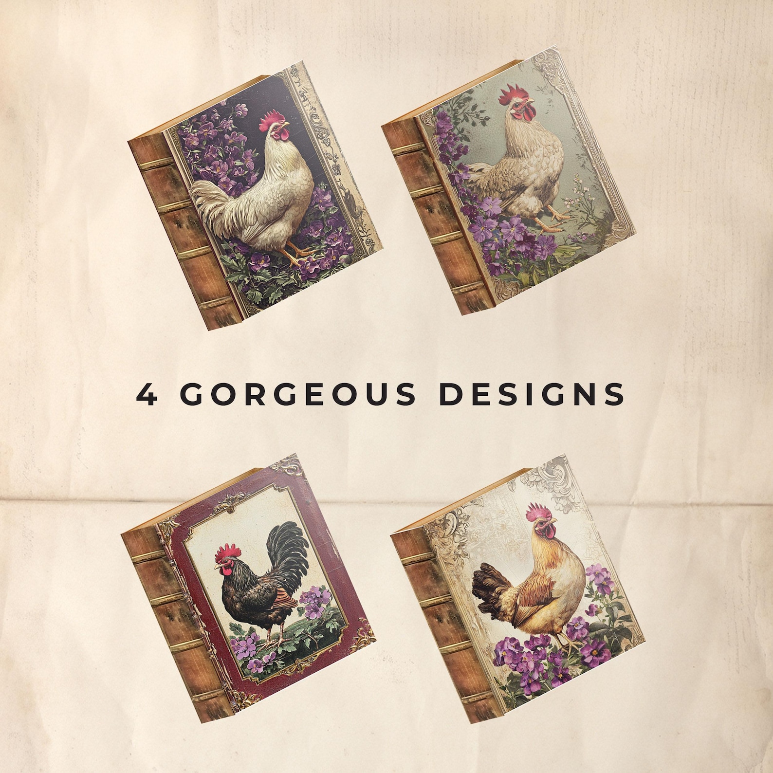 Printable Dollhouse Mini Book, Lilac Chickens, Junk Journal Digital ...