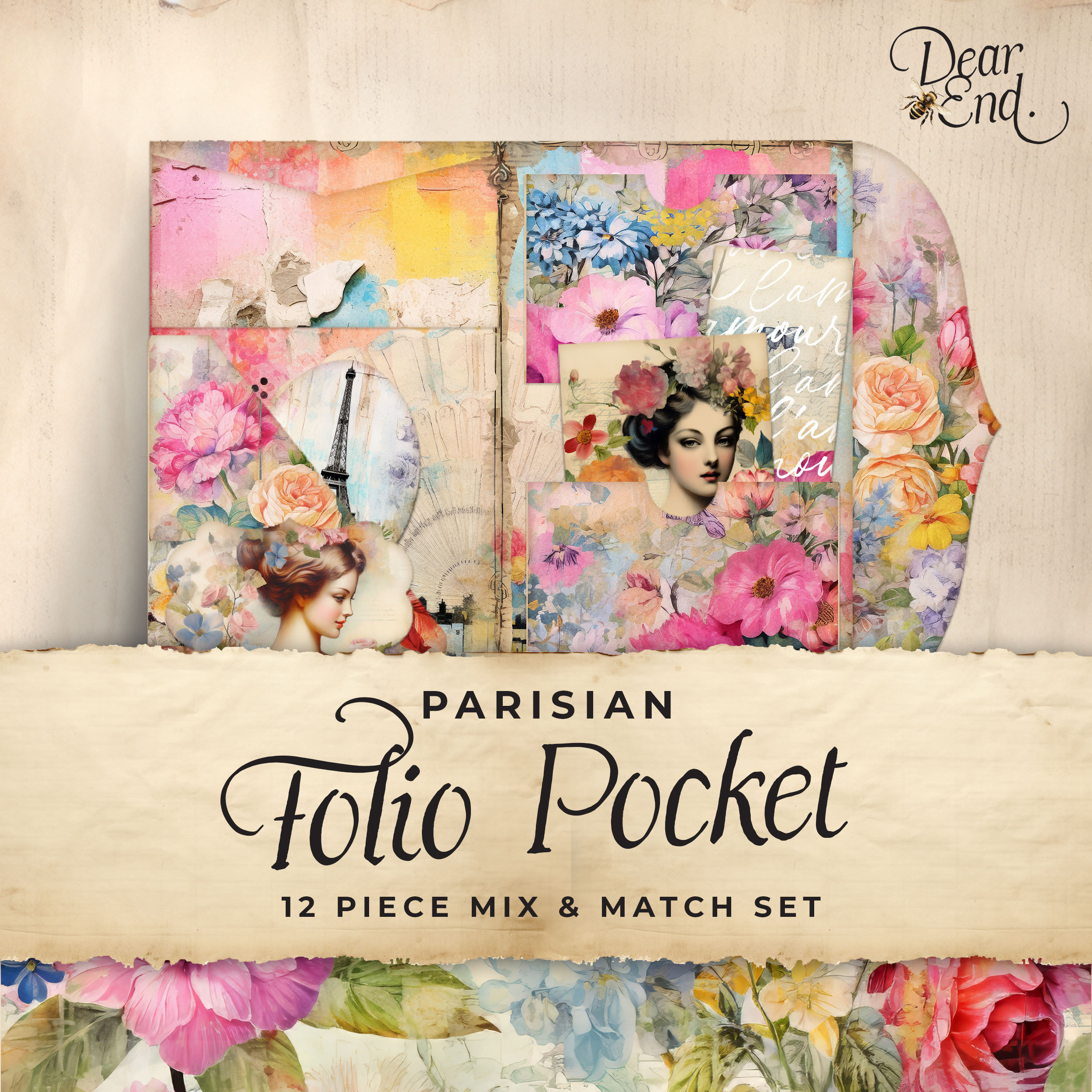 Paris Junk Journal Folio Printables, 12 Piece Mix Match Pocket ...
