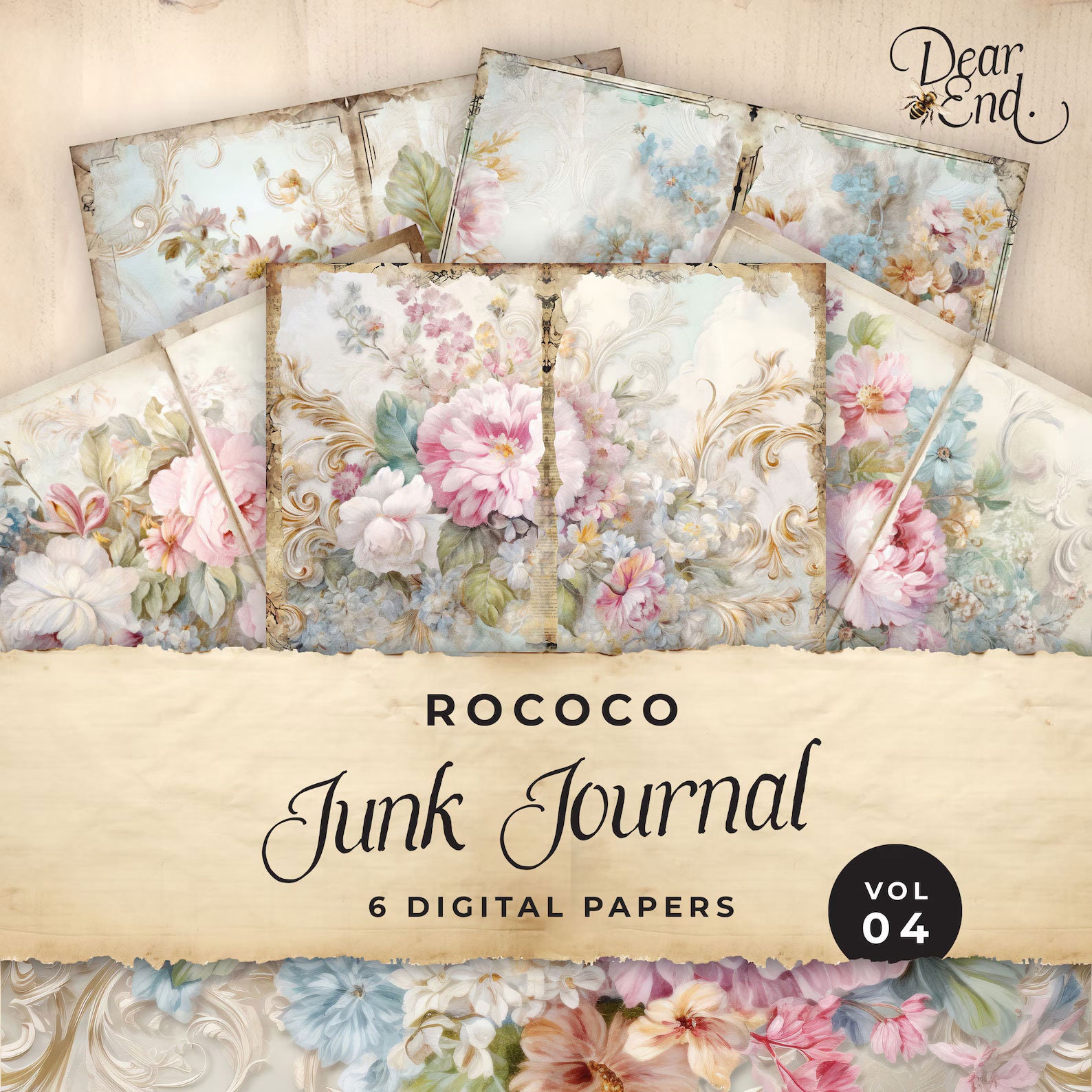 Junk Journal Kit "rococo" - 98 Piece Floral Printable Papers, Tags ...