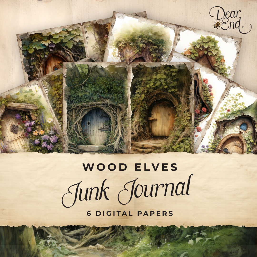 Woodland Elves Junk Journal Paper, Fantasy Fairies, 6 Digital Journal ...