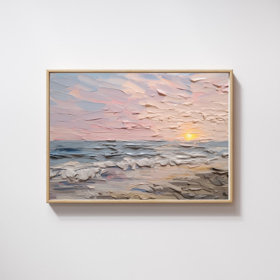 Sunset Beach Poster Light Tones Calm and Relaxing Ocean Poster Sea Wall ...
