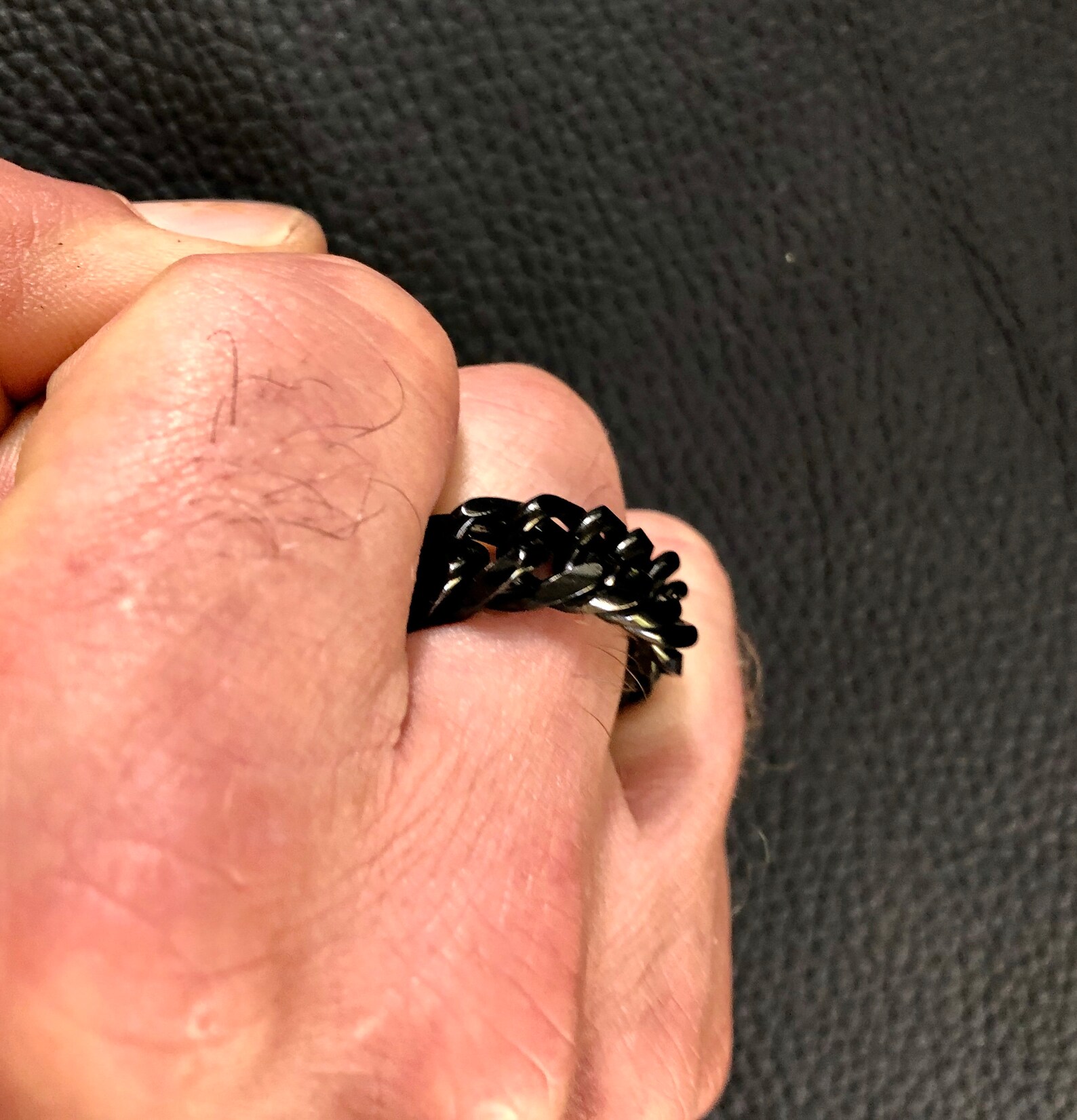 Black Stainless Steel Chain Ring , Link Chain Ring - Etsy