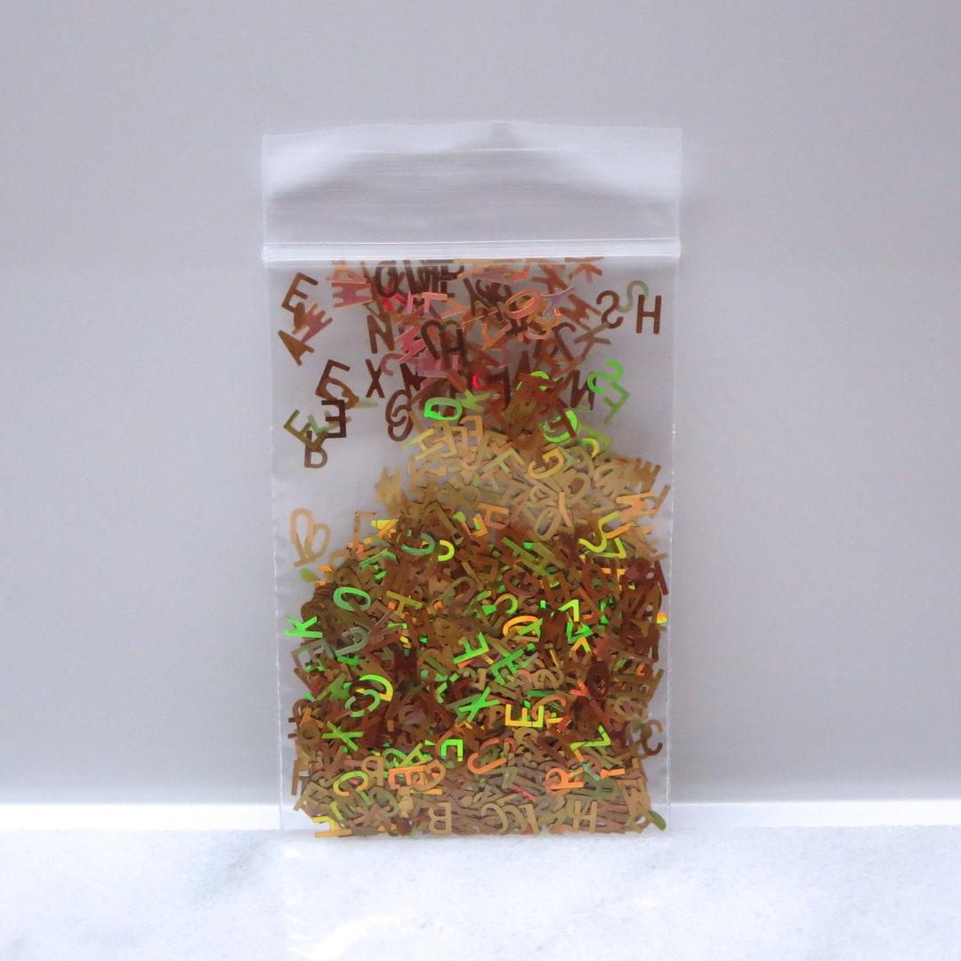 Laser Holographic Gold Alphabet Letter Glitter Holo Solvent Resistant A ...
