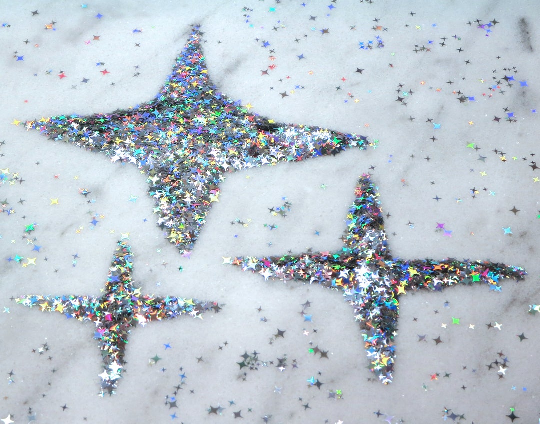 Holographic Silver Four Point Star Glitter | Holo | 2.5 MM | 4 MM | 5 ...