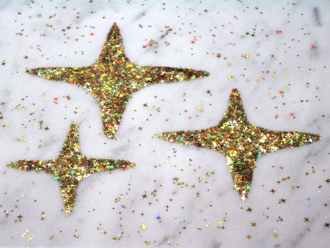 Mixed Laser Holographic Gold Four Point Star Glitter | 2.5 MM | 4 MM ...