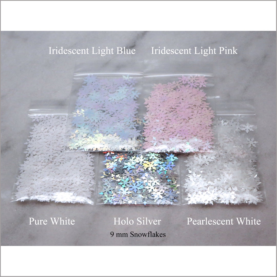 5-bag BIG Snowflake Glitter Sample Pack | 9MM | Holo | Silver | White ...