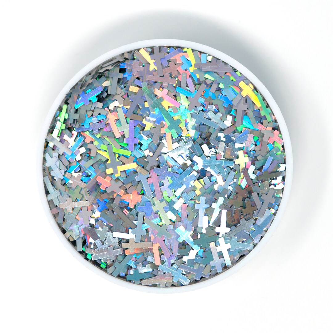 Holographic Silver Cross Glitter | Holo | Solvent Resistant | Nail Art ...