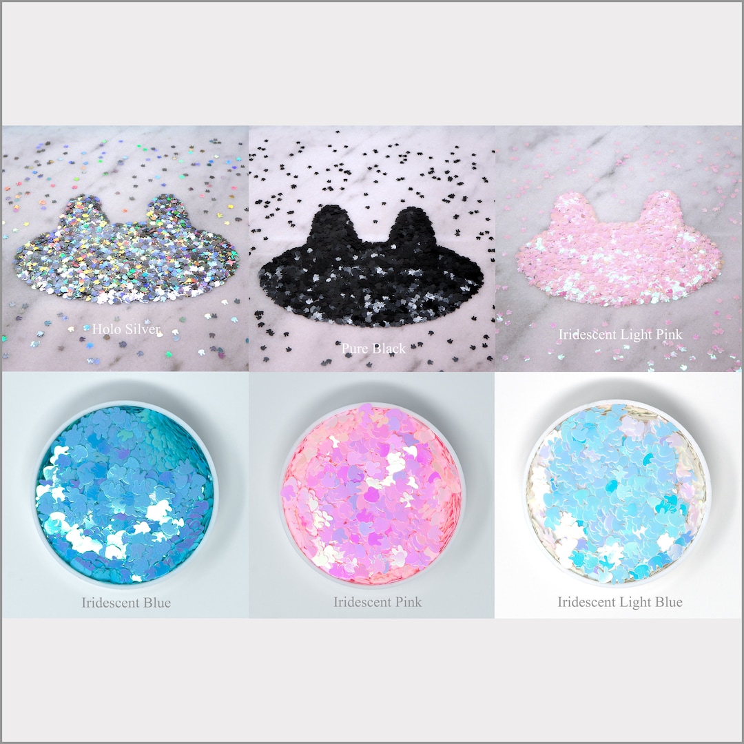 6 Bunny Glitter | Rabbit | 4x4 MM | 6 Colors to Choose | Holo | Silver ...