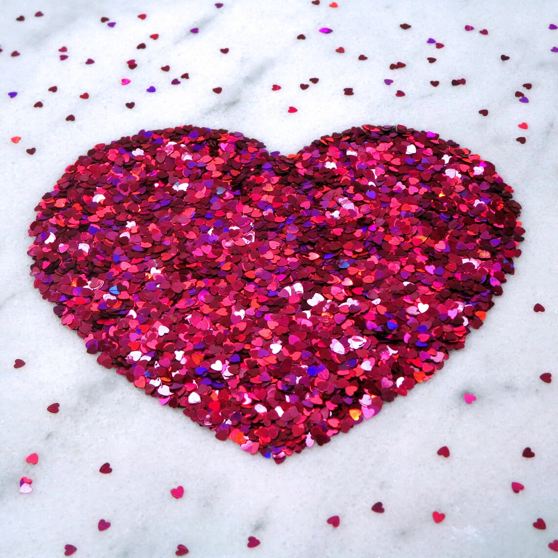 Laser Holographic Red Magenta HEART Glitter | 3MM | Love | Rose ...