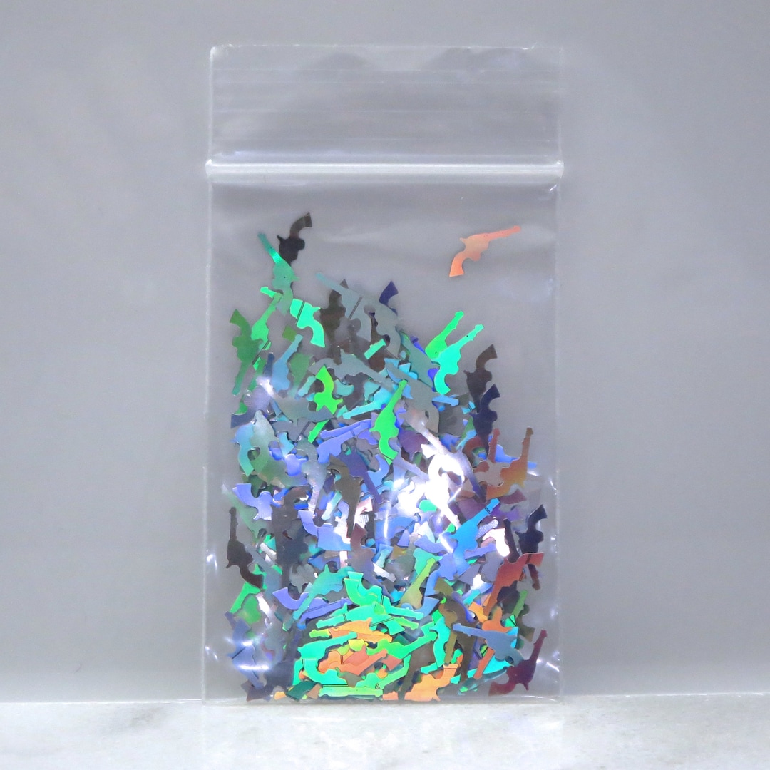 Holographic Blue Silver REVOLVER Shape Glitter | Holo | Gun | Pistol ...