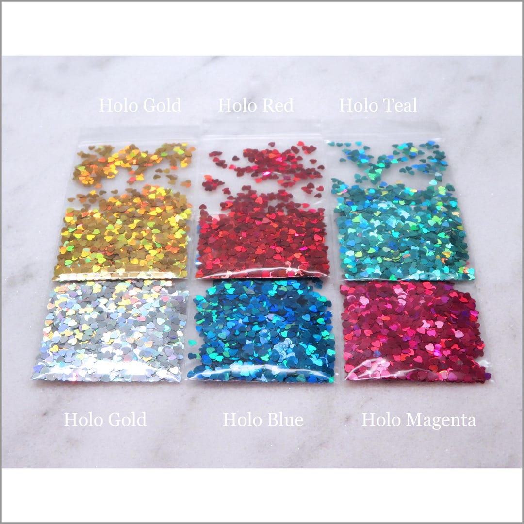 6 Laser Holographic HEART Glitter | 3MM | 6 Colors to Choose From ...
