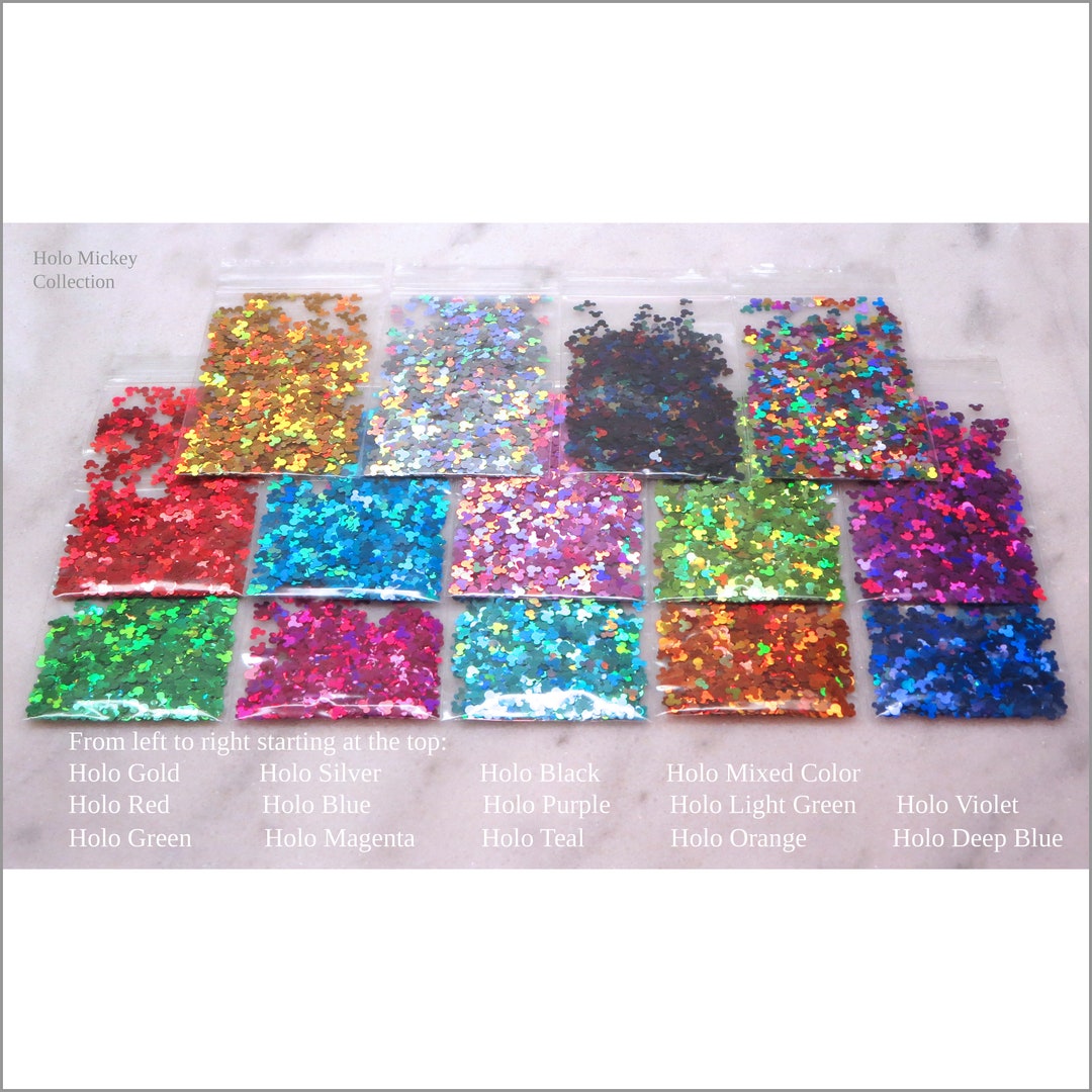 14-bag Holo MICKEY MOUSE Glitter Sample Pack | Holo | Gold | Silver ...