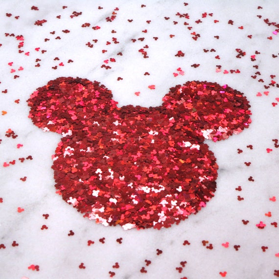 Laser Holographic Ruby Red Mickey Glitter Mickey Head Holo | Etsy