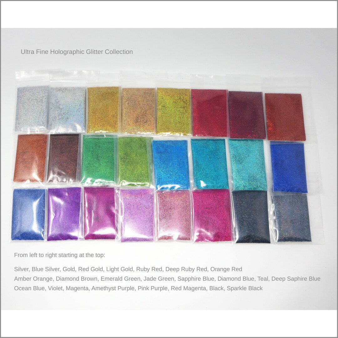 24-bag Ultra Fine Holo Glitter Sample Pack | 0.2 MM | 5G | 10G ...