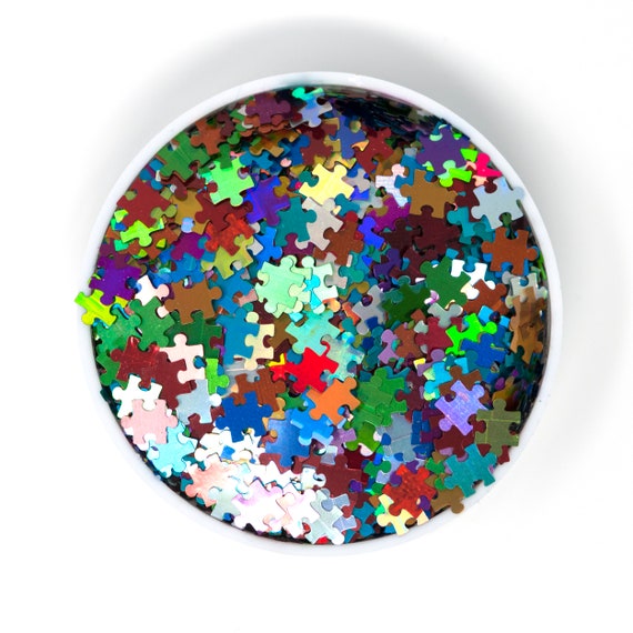Holographic Mixed Color Puzzle Glitter Autism Awareness | Etsy