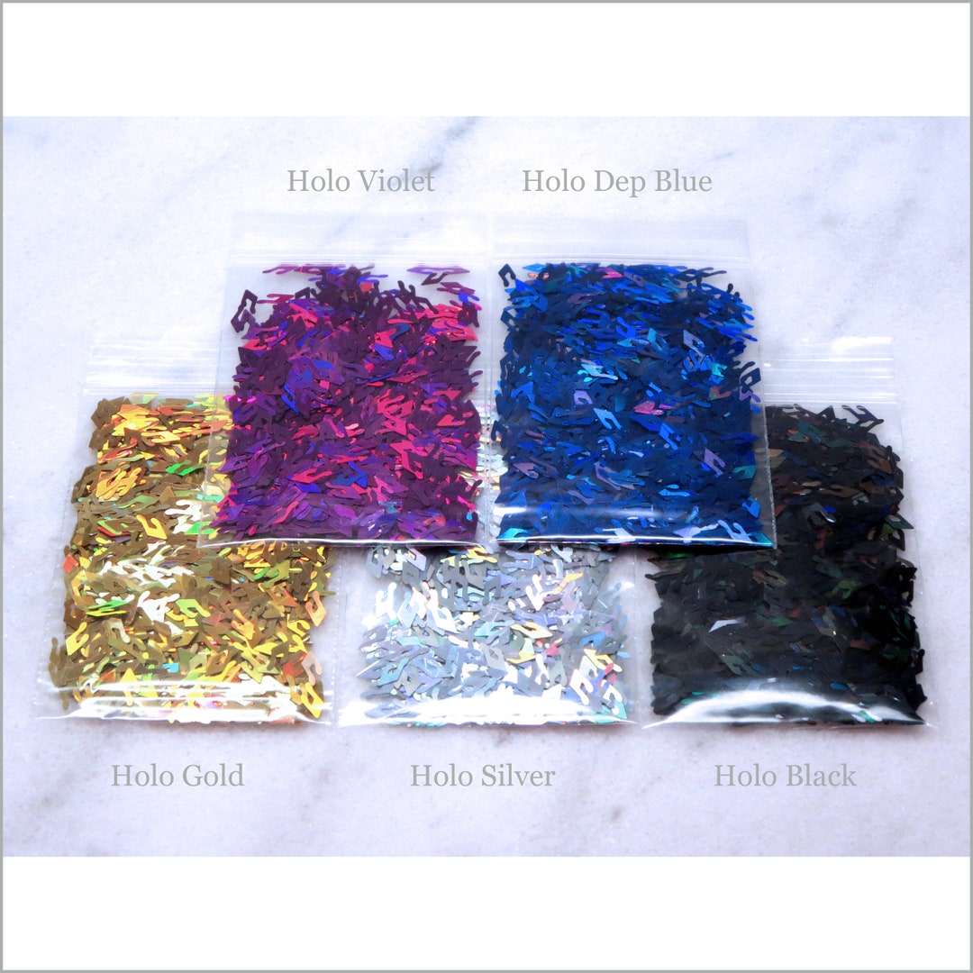 5-bag Holographic Music Note Glitter Sample Pack II | DOUBLE Note | 4x5 ...