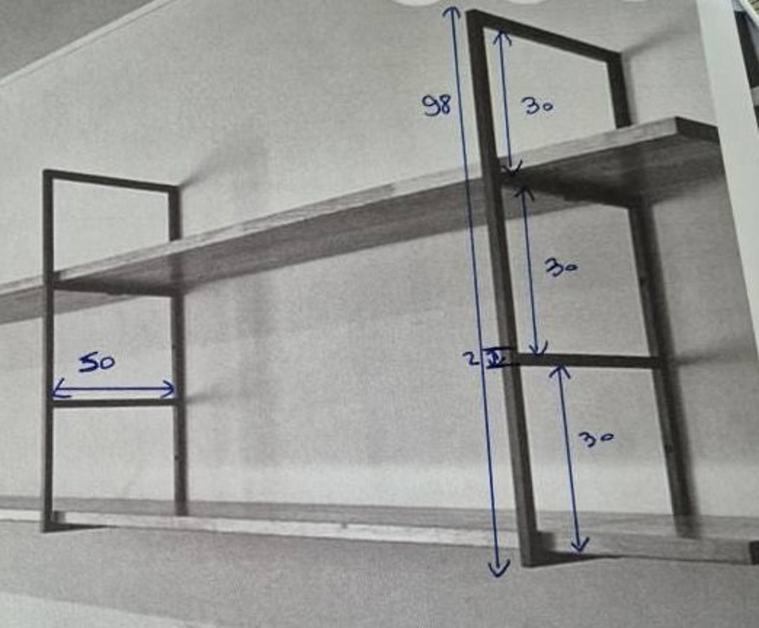 5 Steel Frames, Ceiling-mounted Floating Shelf Brackets, Any Size to ...