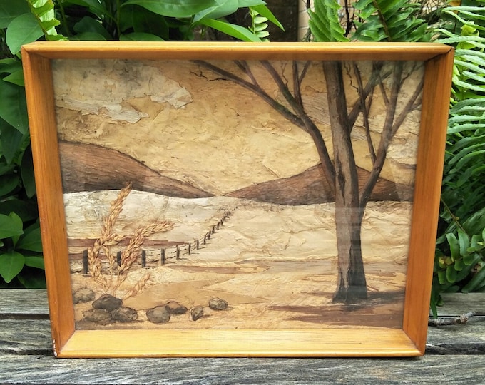Vintage,original Australian Bark Art Picture by Marjorie Barwick. Mid ...