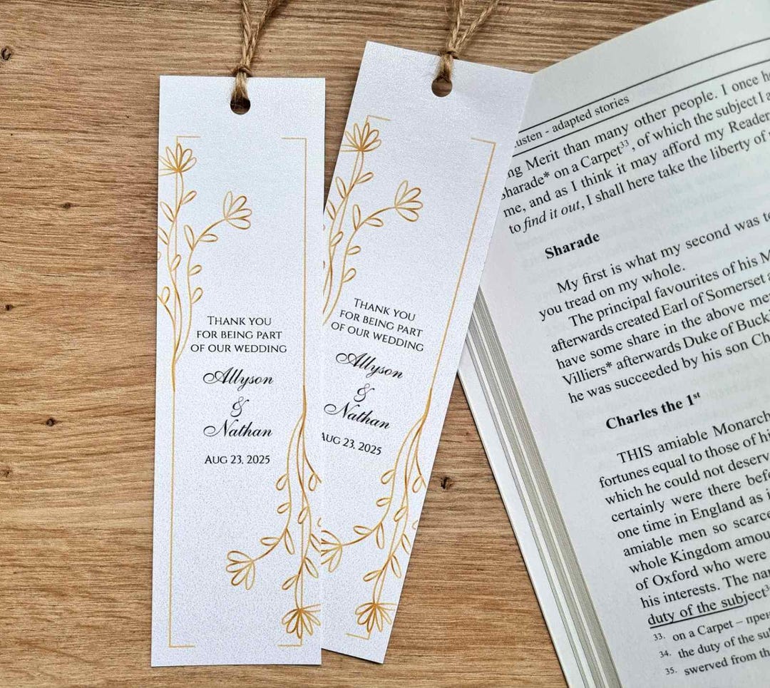 Personalized Bookmarks, Wedding Favour for Guests, Thank You Card ...