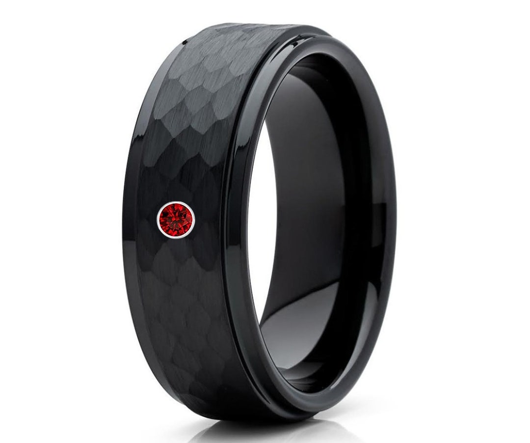 Black Wedding Ring | Ruby Wedding Ring | Tungsten Carbide Ring ...