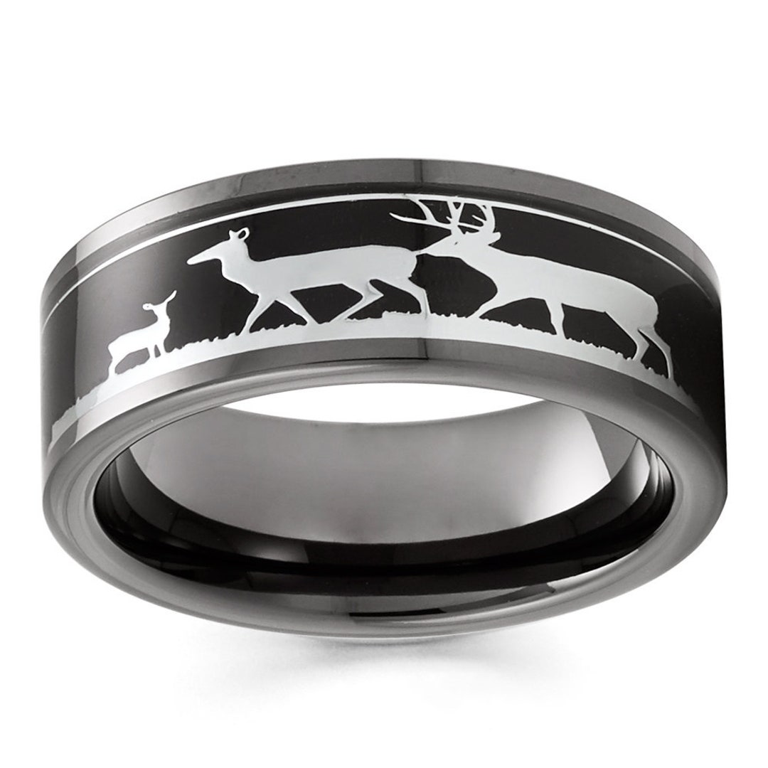 Deer Hunter Wedding Ring,deer Hunter Wedding Band,black Cherry Wood ...