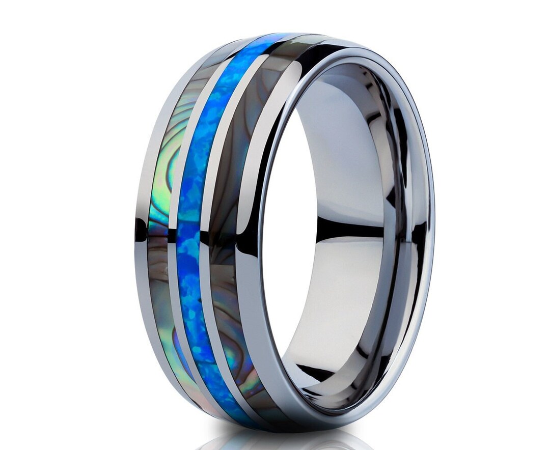 Abalone Wedding Ring,tungsten Wedding Ring,engagement Ring,8mm Wedding ...