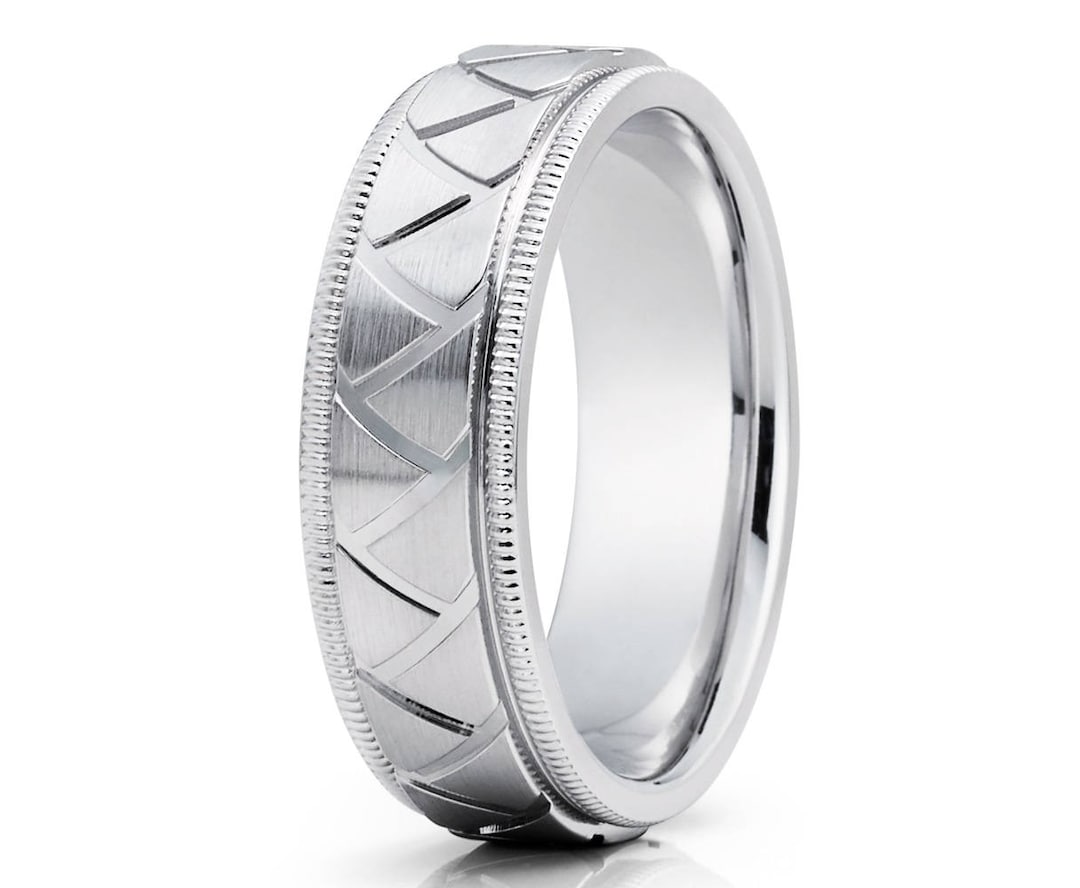 Unique Gold Wedding Band 14k White Gold Wedding Ring - Etsy