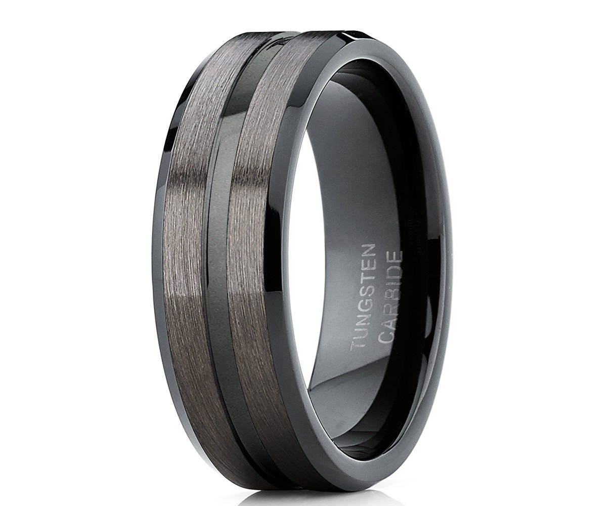 Gunmetal Tungsten Ring, Gunmetal Tungsten Wedding Band, Black Tungsten ...