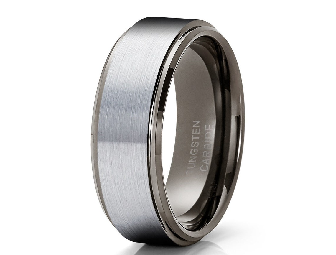 Gunmetal Tungsten Ring Gray, Gunmetal Tungsten Wedding Band, Men or ...