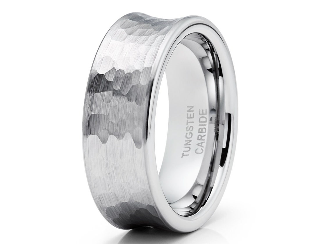 Hammered Tungsten Wedding Ring,concave Tungsten Ring,men's Tungsten ...