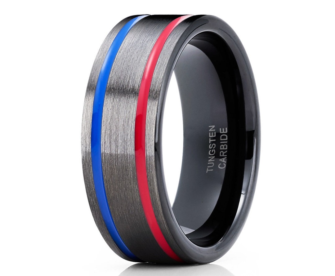 Anneau de tungstène rouge Anneau de mariage en tungstène rouge - Etsy ...