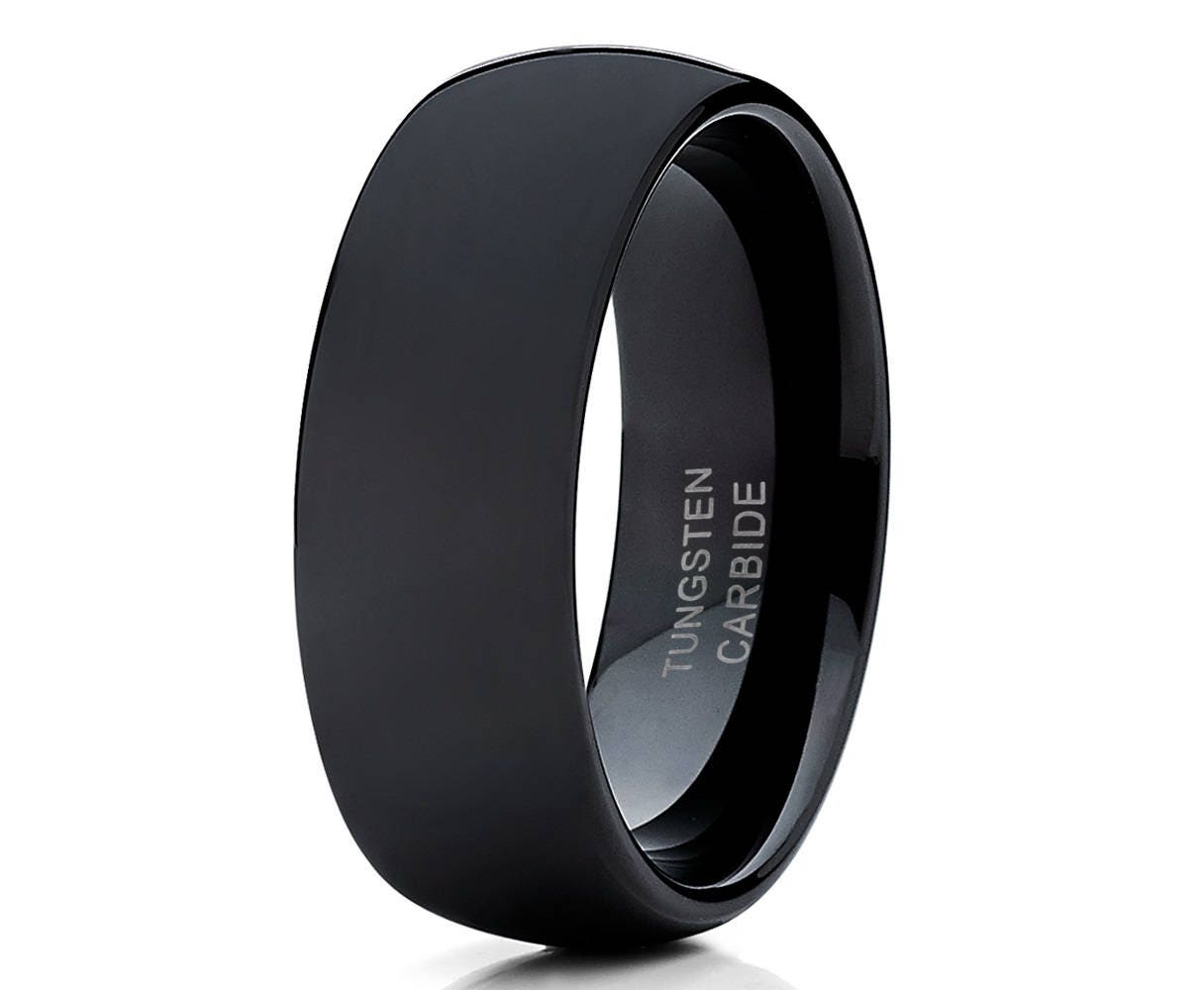 Black Tungsten Wedding Band Shiny Polish Tungsten Carbide - Etsy