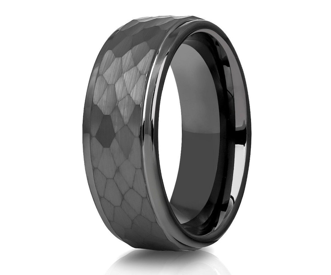 Hammered Wedding Ring, Gunmetal Wedding Ring, Tungsten Wedding Band ...