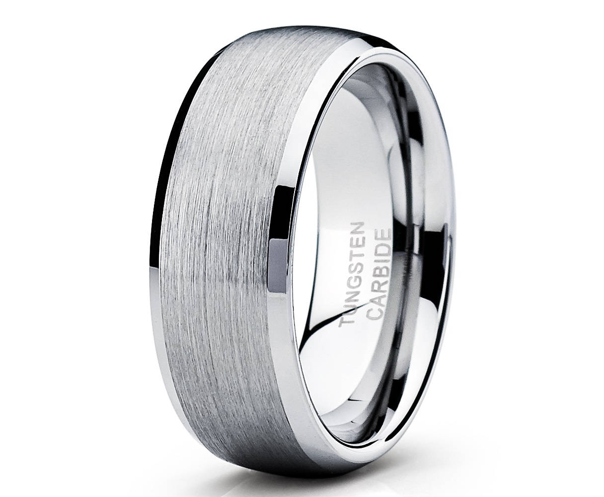 Tungsten Wedding Band, Grey Tungsten Ring, Men & Women, Dome Tungsten ...
